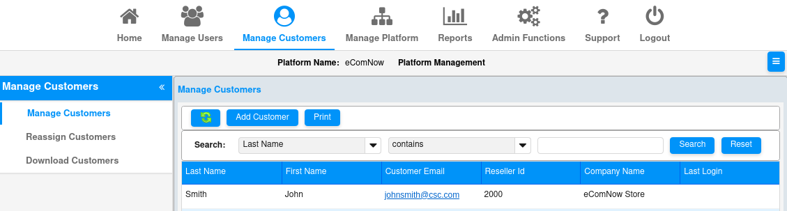 Manage Customers - eComNow Docs